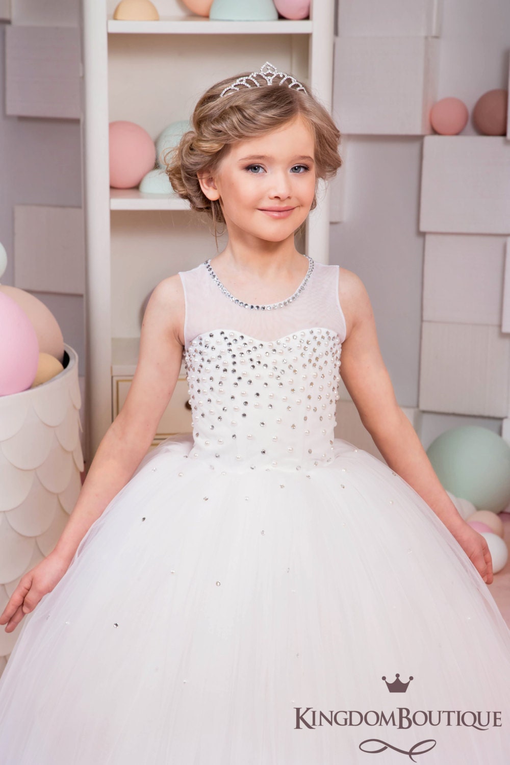 White Tulle Formal Flower Girl Dress for Special Occasion - Etsy