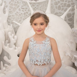Powder Blue Two Pieces Lace Tulle Formal Flower Girl Dress for Special ...