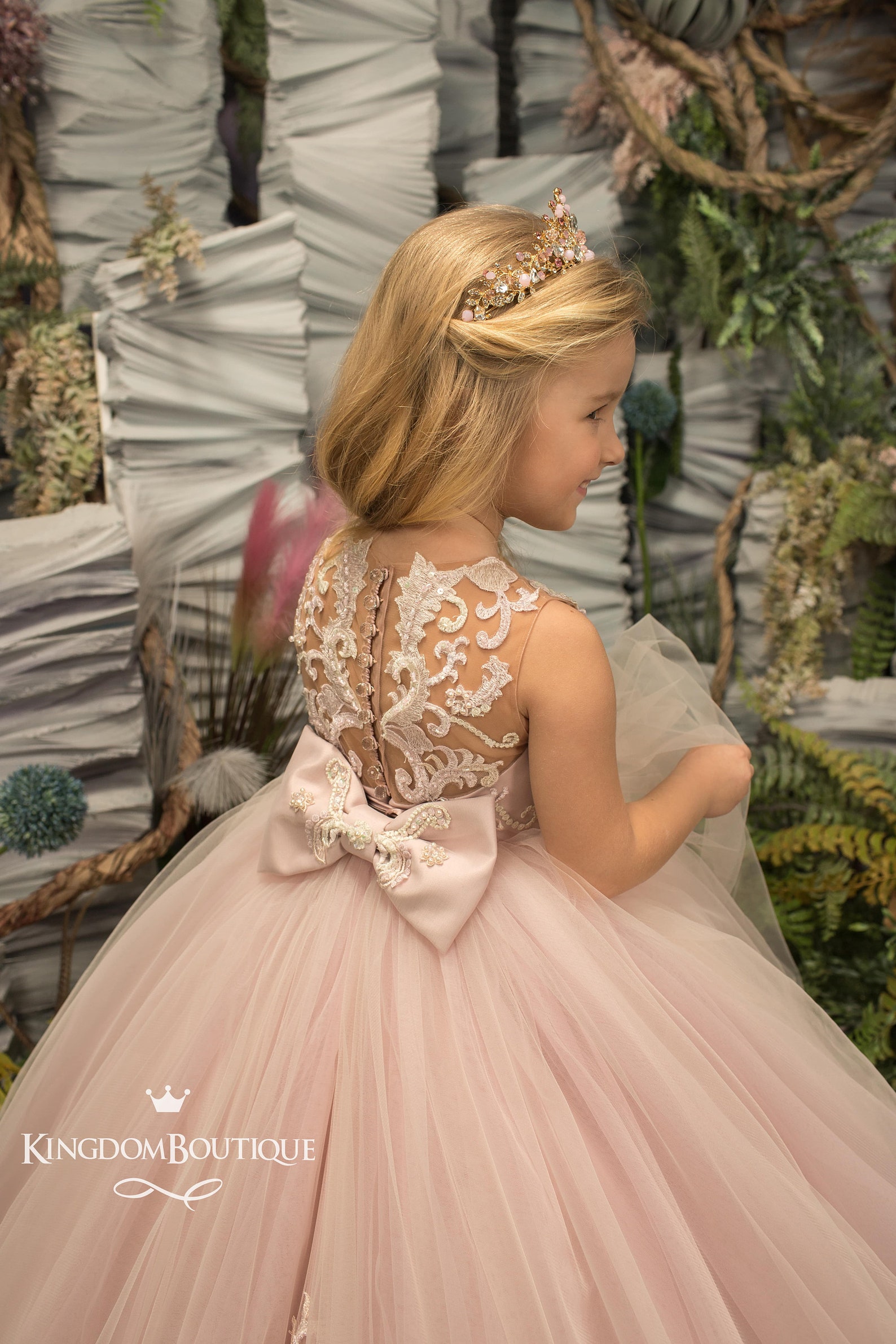 Blush Pink Lace Tulle Formal Flower Girl Dress for Special - Etsy