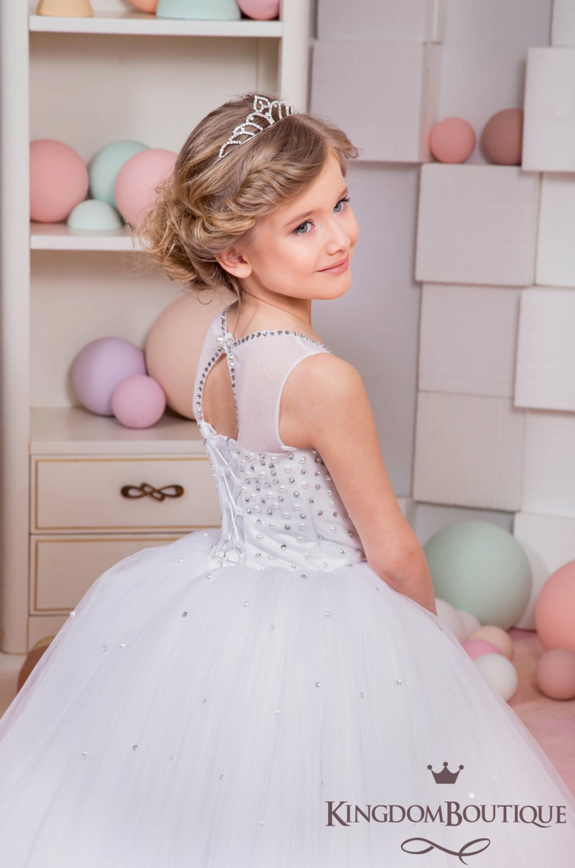 White Tulle Formal Flower Girl Dress for Special Occasion - Etsy