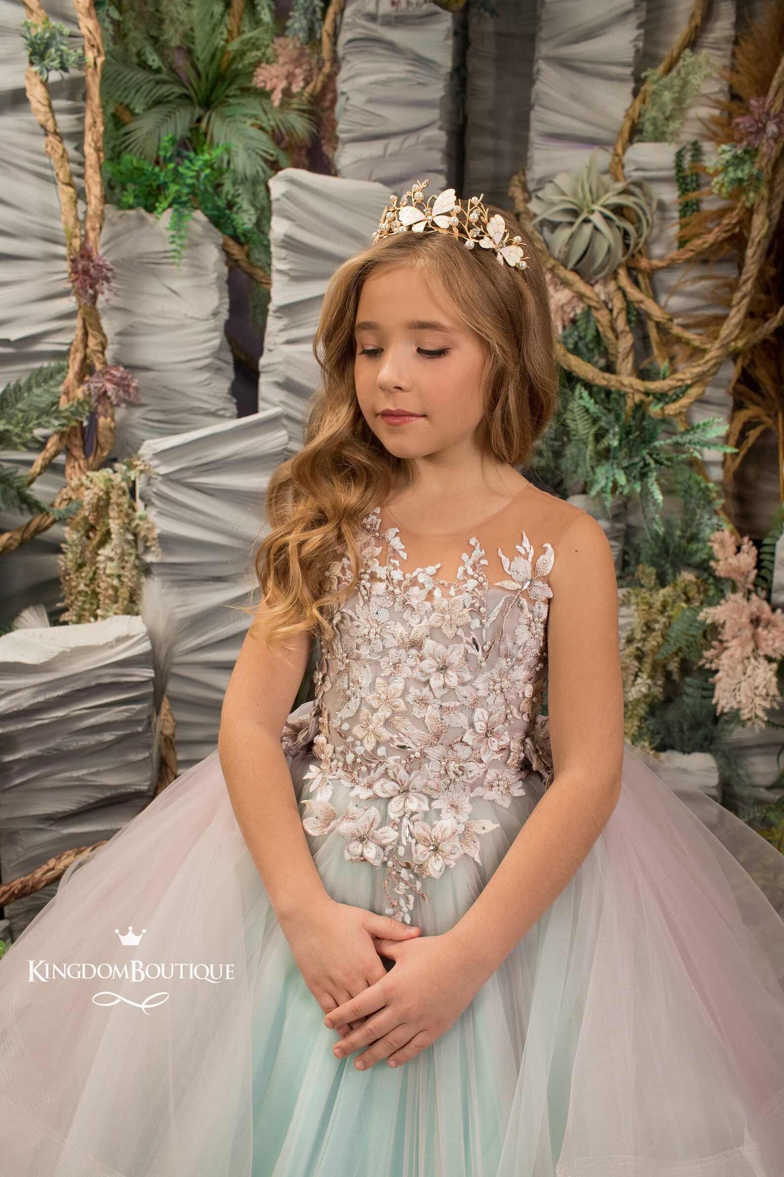 Mint Lilac Lace Tulle Formal Flower Girl Dress for Special Occasion ...