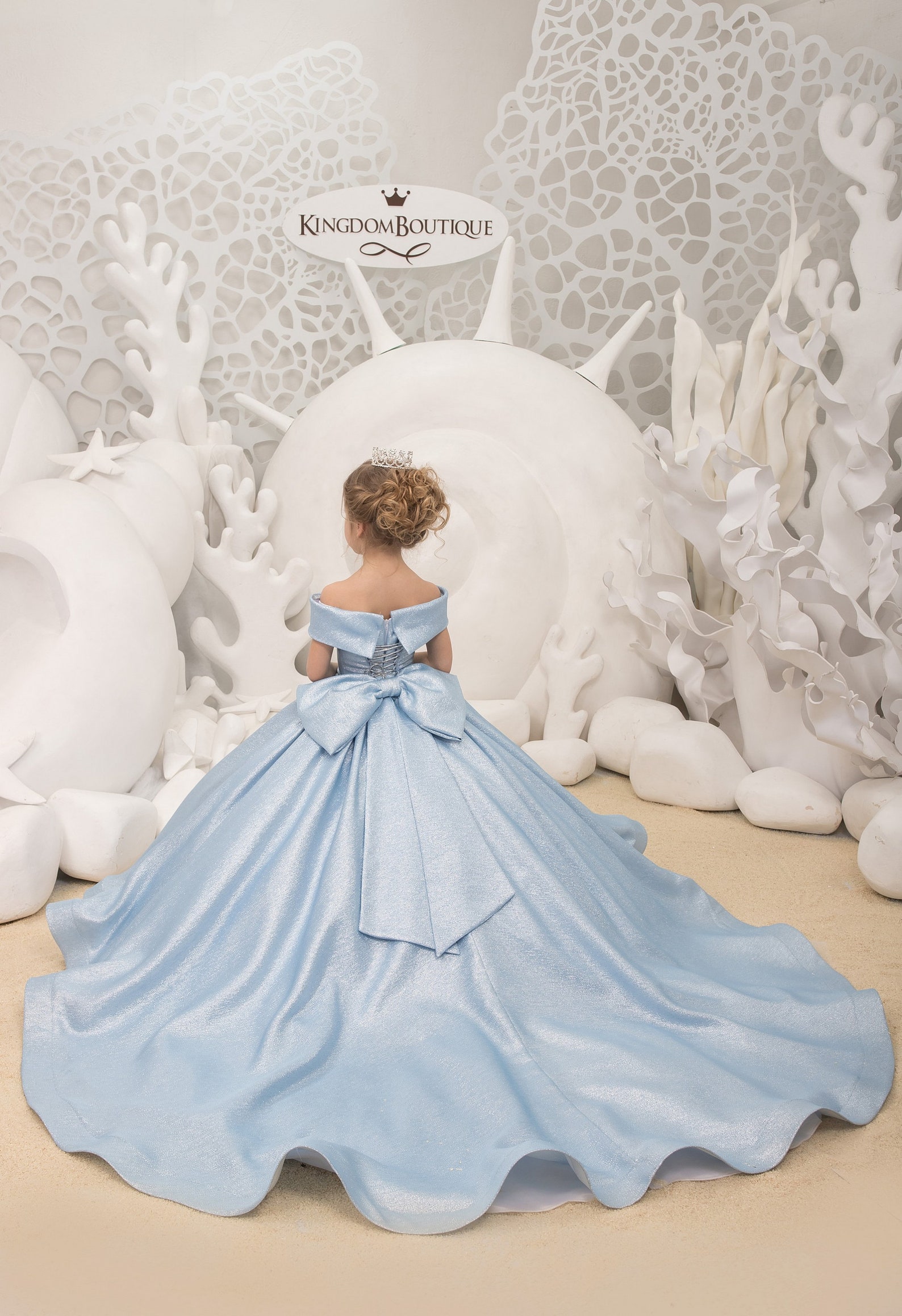 Light Blue Satin Formal Flower Girl Dress for Special Occasion ...