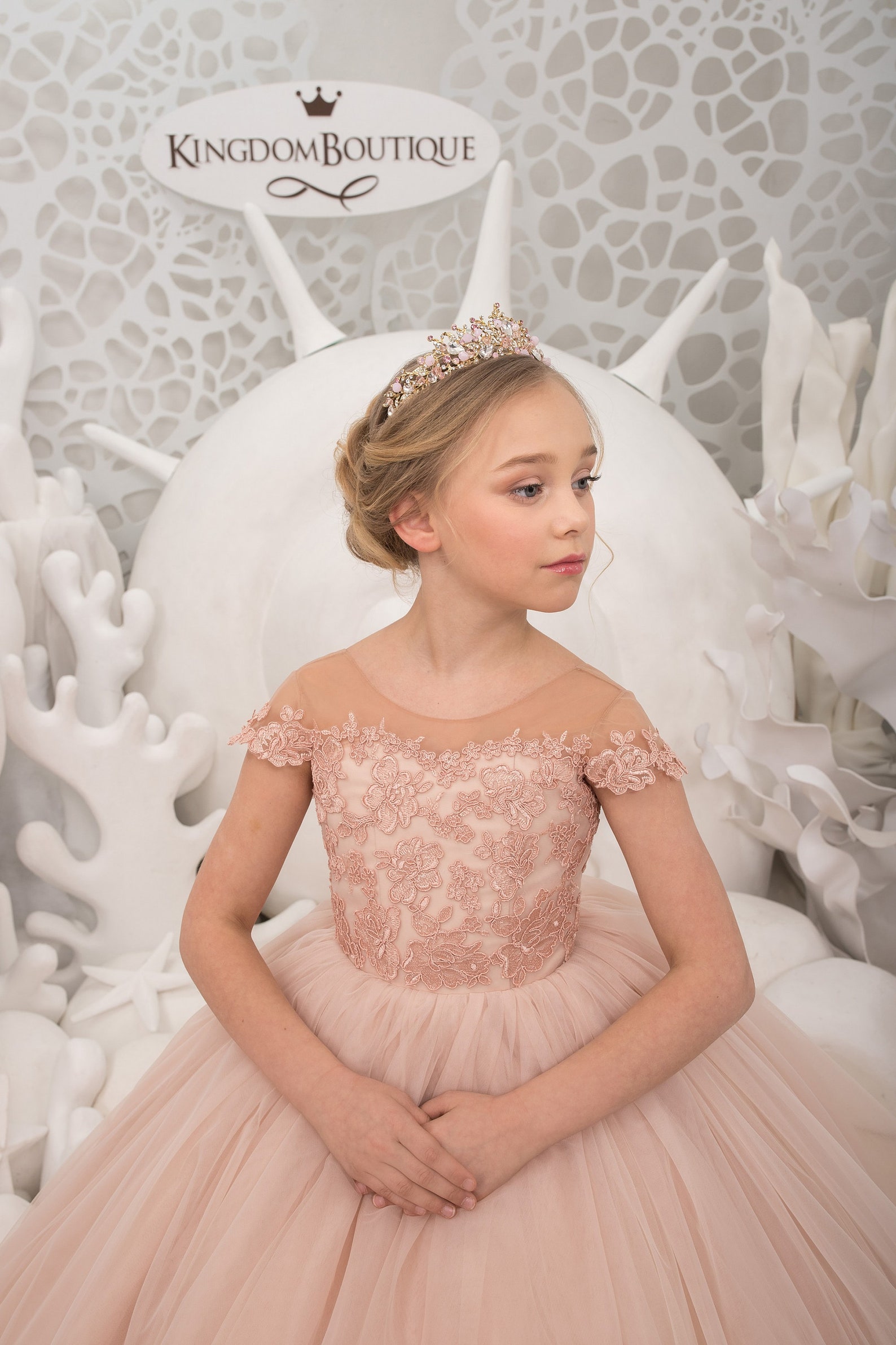Blush Lace Tulle Formal Flower Girl Dress for Special Occasion - Etsy