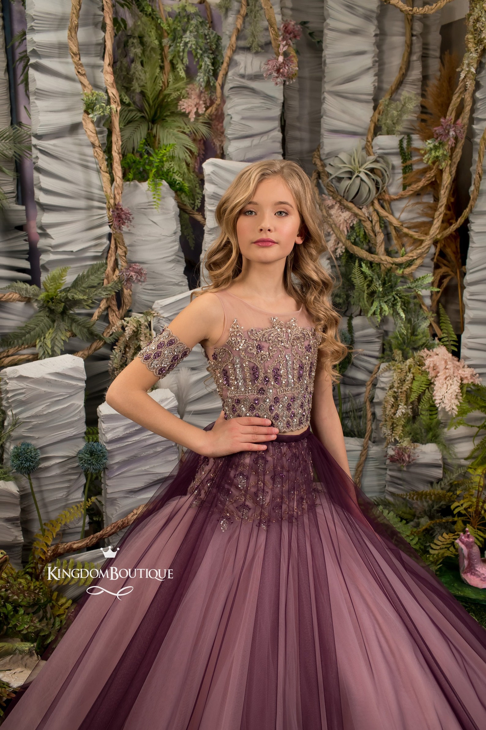 Purple Gold Lace Tulle Formal Flower Girl Dress For Special Etsy
