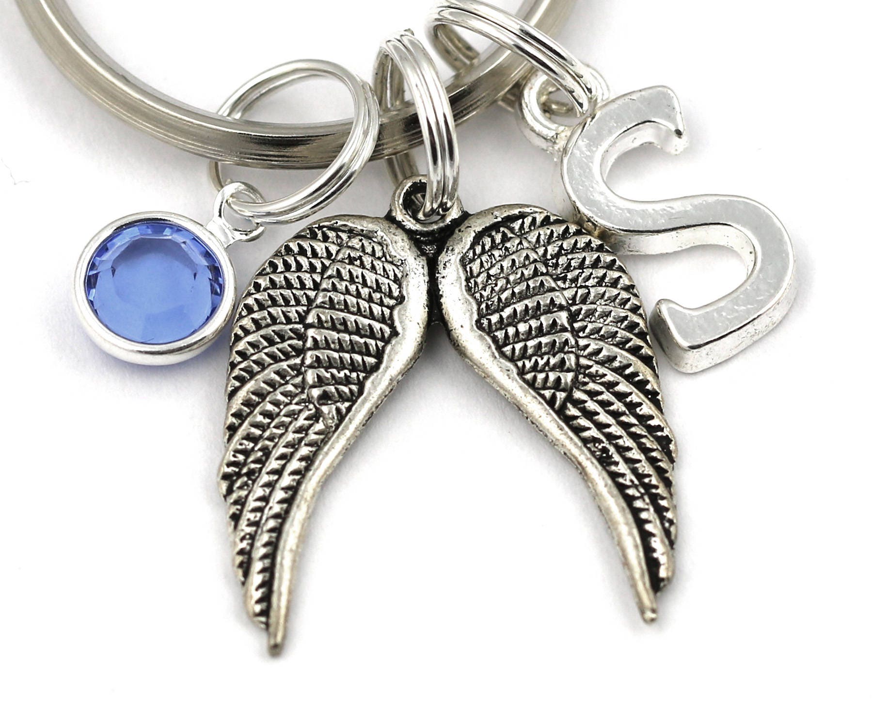 Wing Key Ring Personalized Angel Wing Keychain With | Etsy