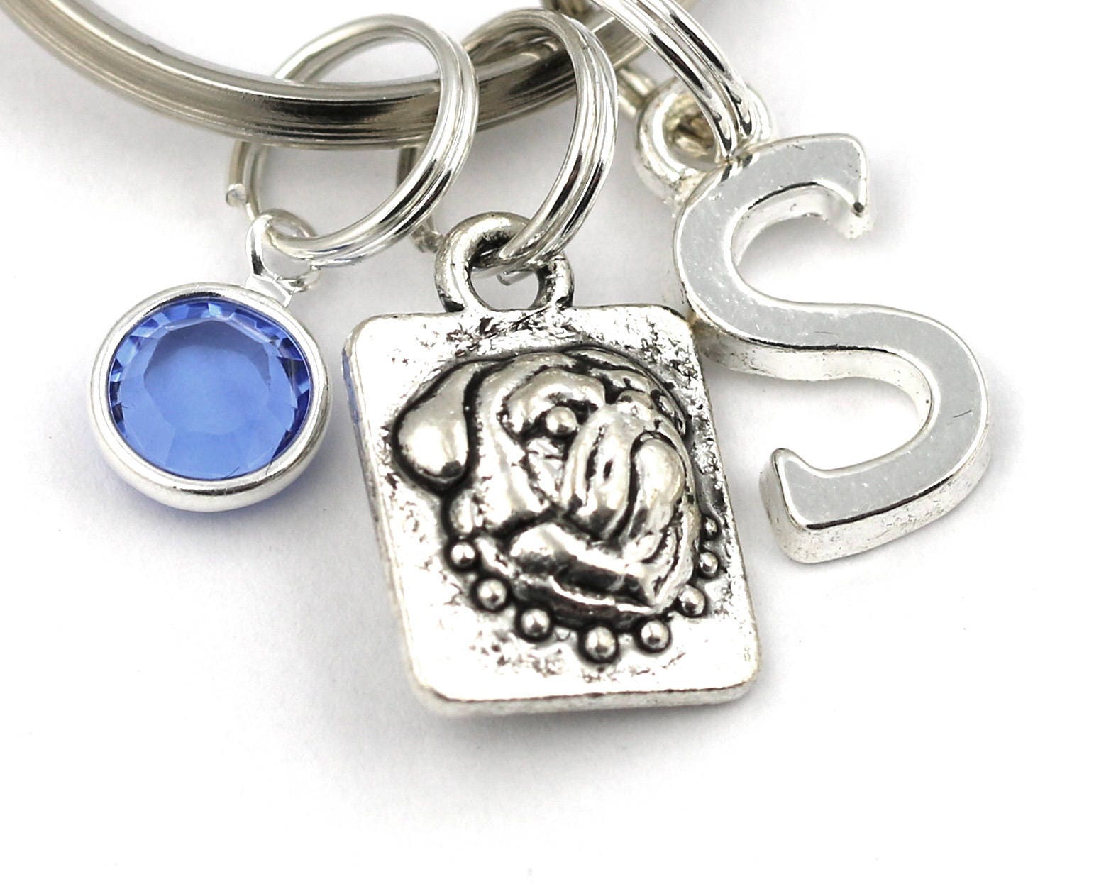 Bulldog Key Ring Personalized English Bulldog Keychain With | Etsy