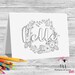 Hello Coloring Printable Note Cards - Etsy