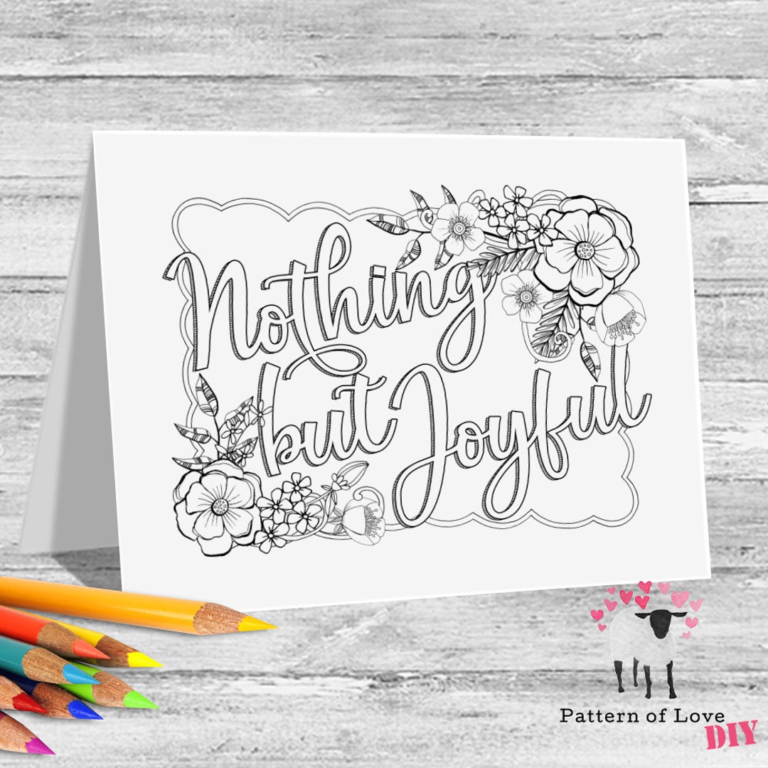 Nothing but Joyful Coloring Printable Note Cards - Etsy