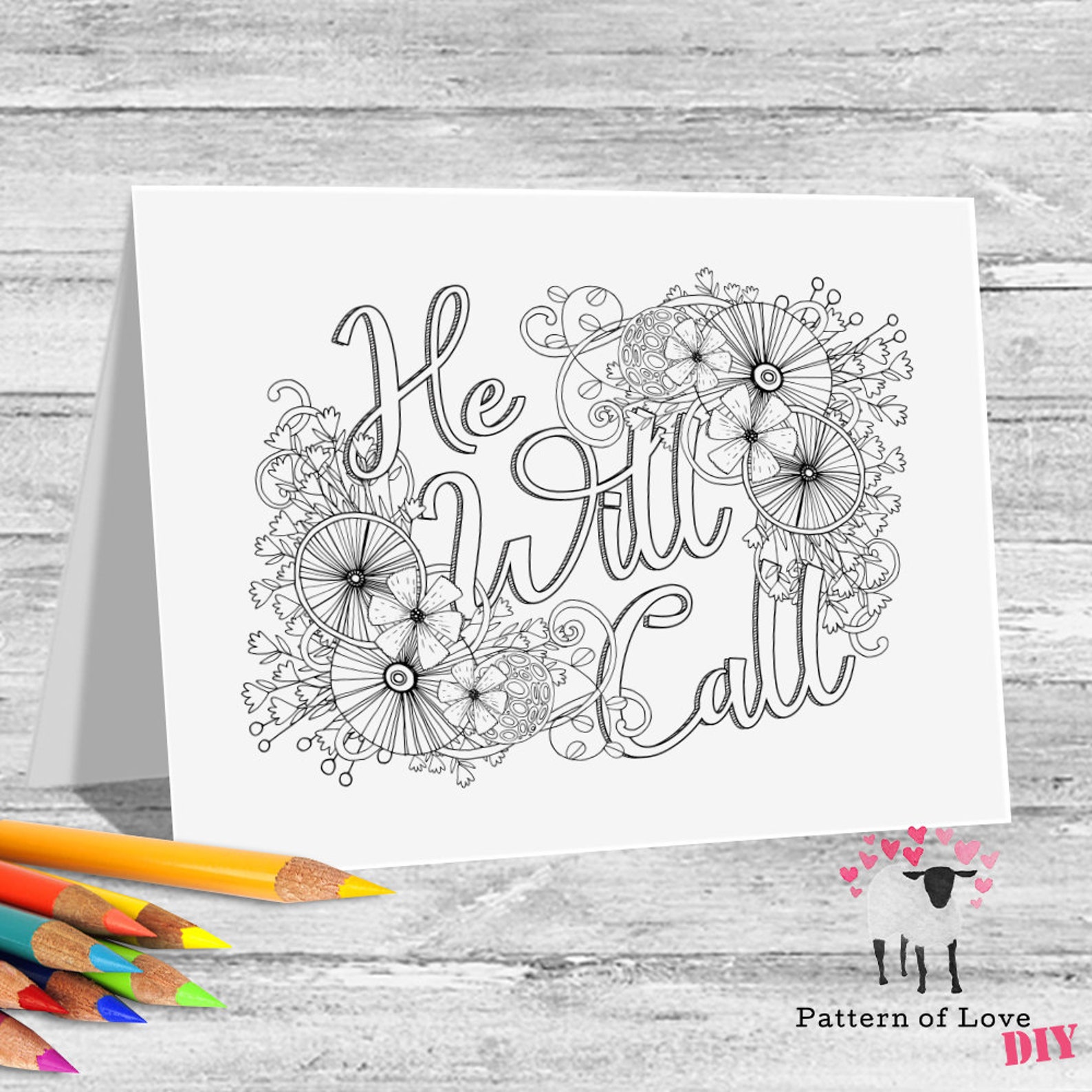 He Will Call Coloring Printable Note Cards - Etsy