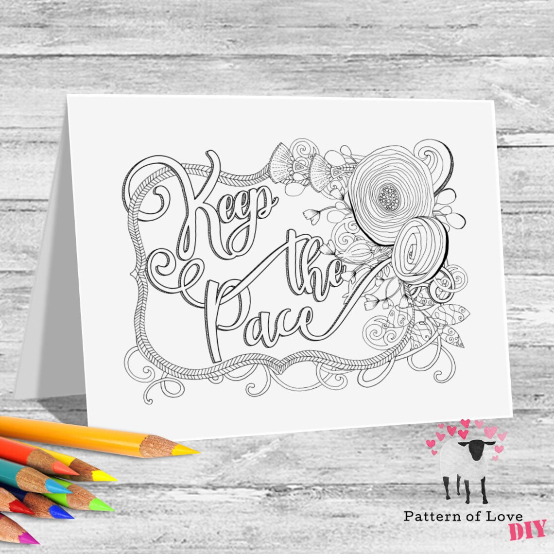Keep the Pace Coloring Printable Note Cards - Etsy