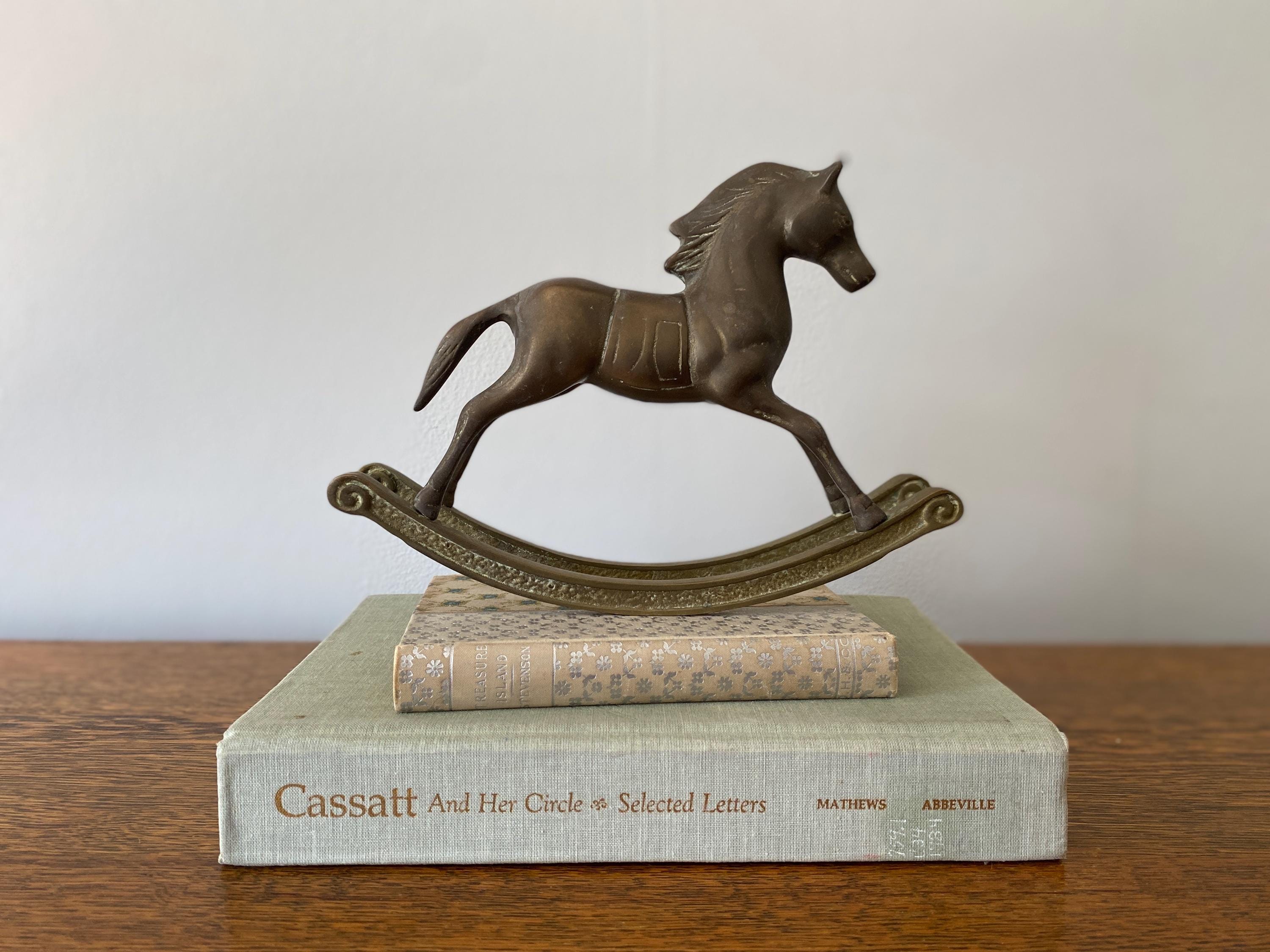 Large Vintage Brass Rocking Horse Figurine With Patina Classic ...