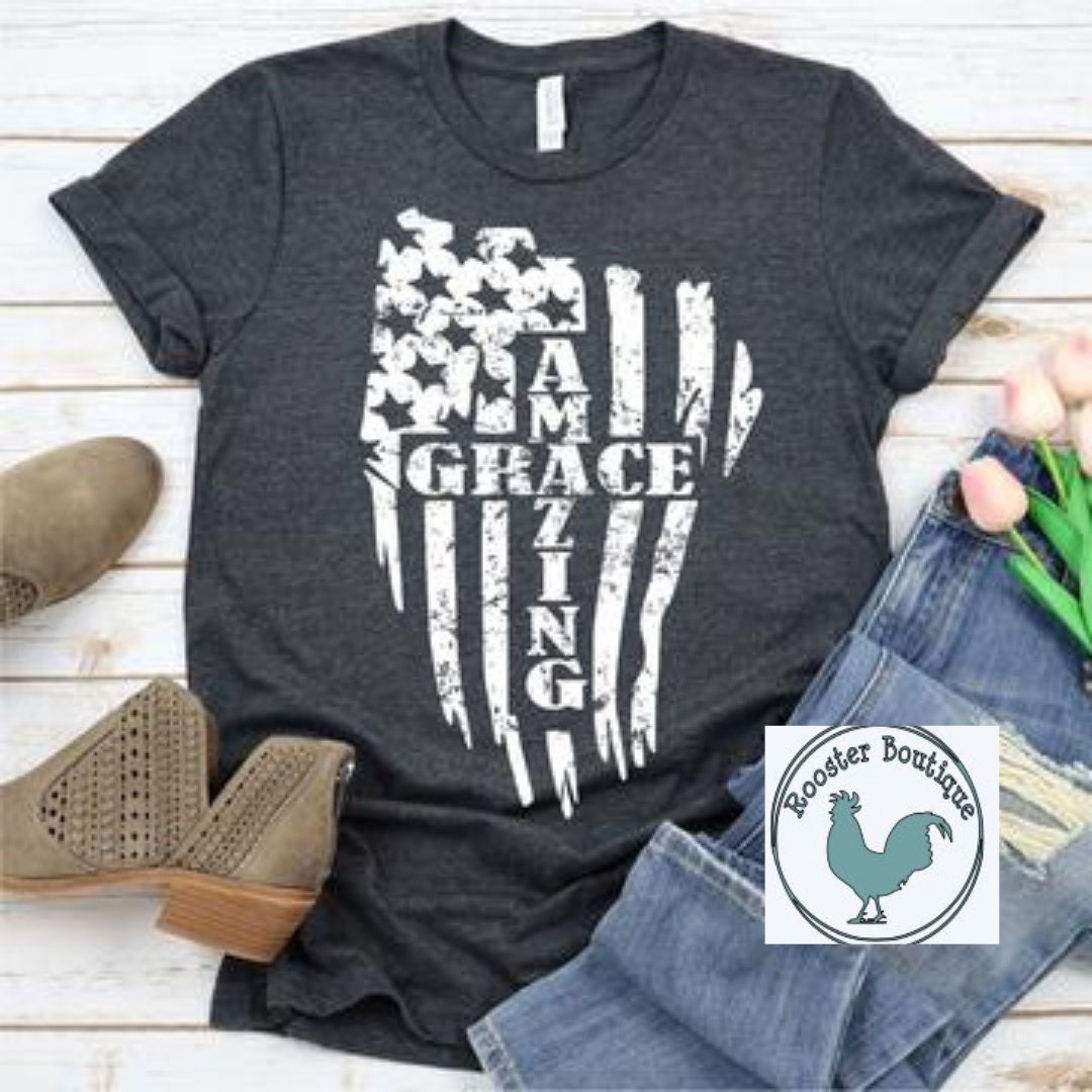 Amazing Grace, Amazing Grace Flag, God Loves the USA, Short Sleeve ...