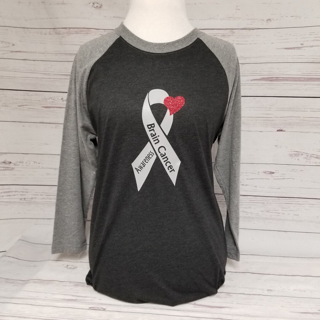 Brain Cancer Awareness Shirt, Cancer Ribbon Shirt, Grey Ribbon, Brain ...
