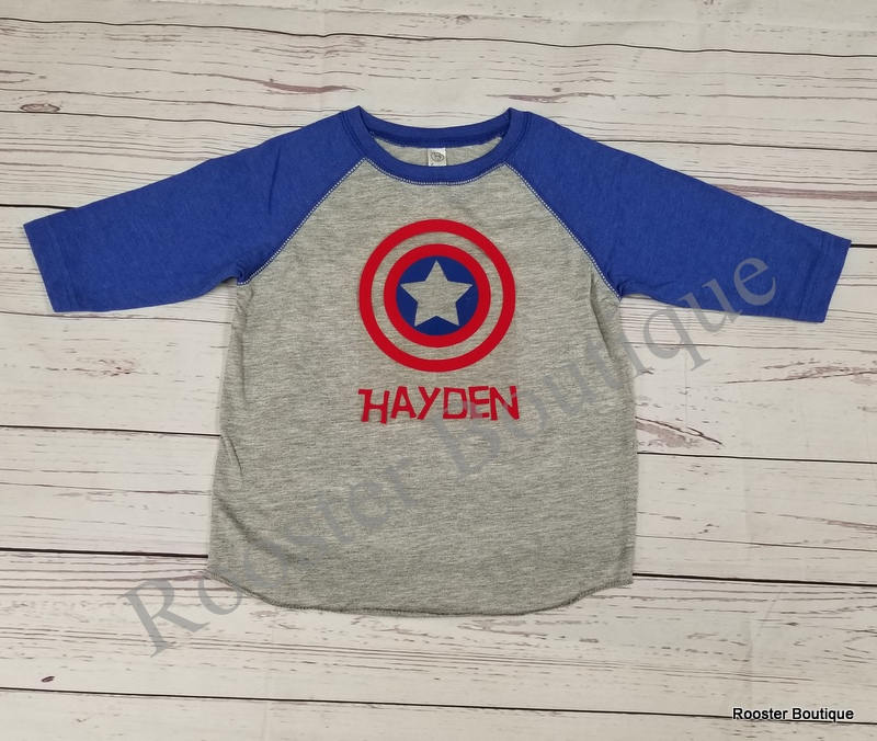 Captain American Toddler Shirt Boys Raglan Tee Long Sleeve | Etsy