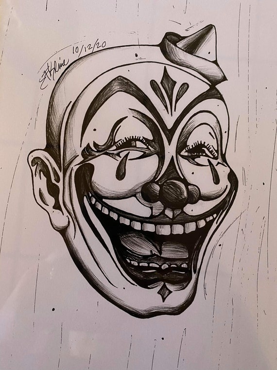 Clown Drawing Print - Etsy