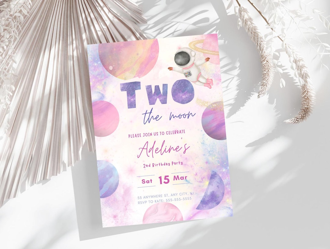 Two the Moon Invitation, Second Birthday Invite, Editable Party Invite ...