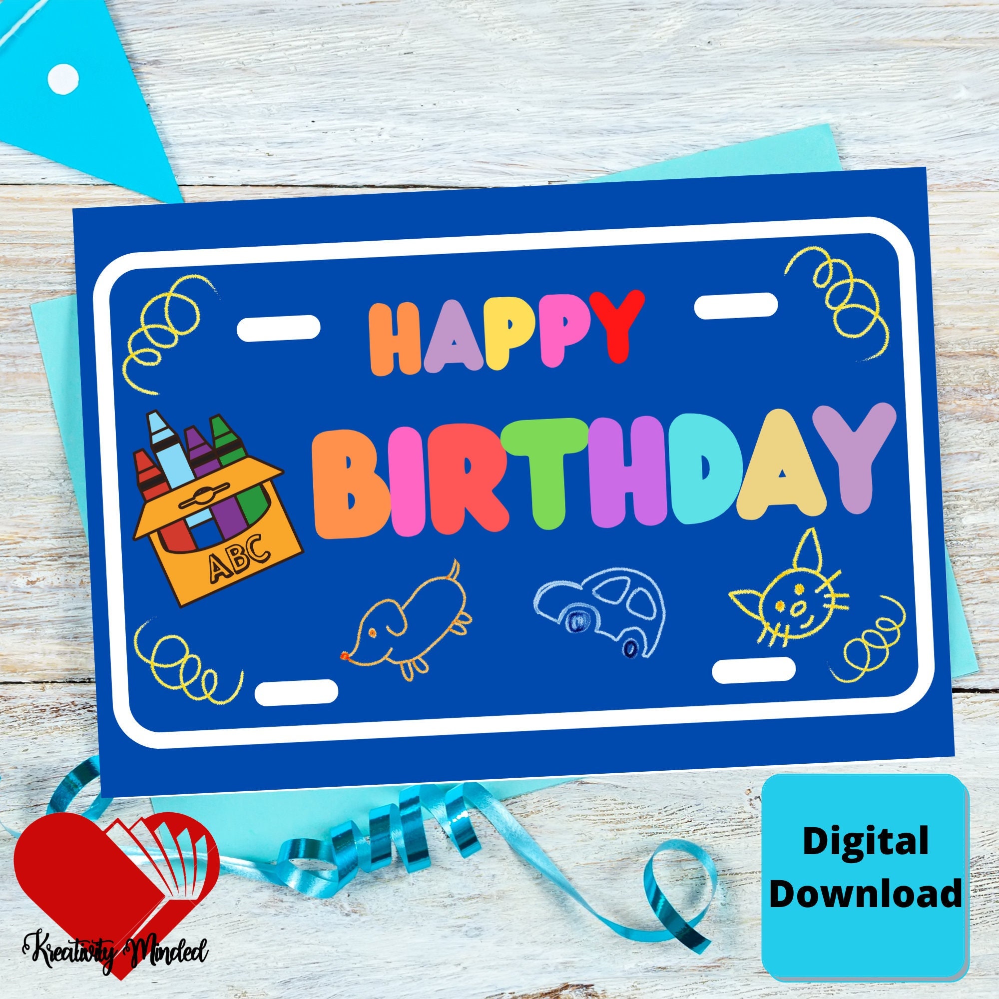 Printable License Plate Style Kids Birthday Card, Download, Printable ...