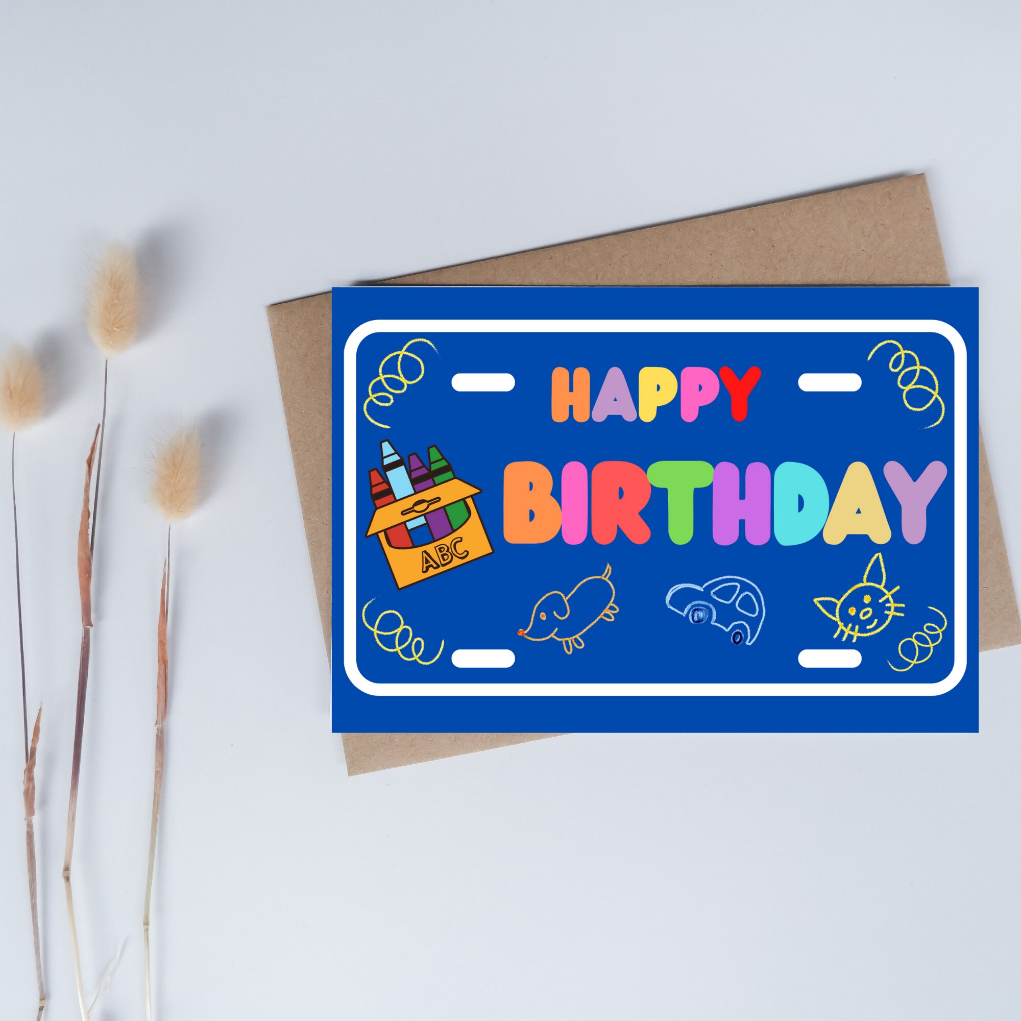 Printable License Plate Style Kids Birthday Card, Download, Printable ...