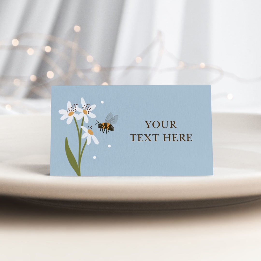 Editable Daisy Place Cards, Daisy and Bee Place Cards, Bee Place Card ...
