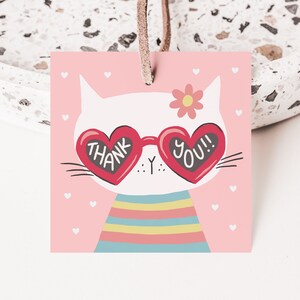 Cute Cat Thank You Tags, Instant Download Cat Favor Tags, Cat Birthday ...