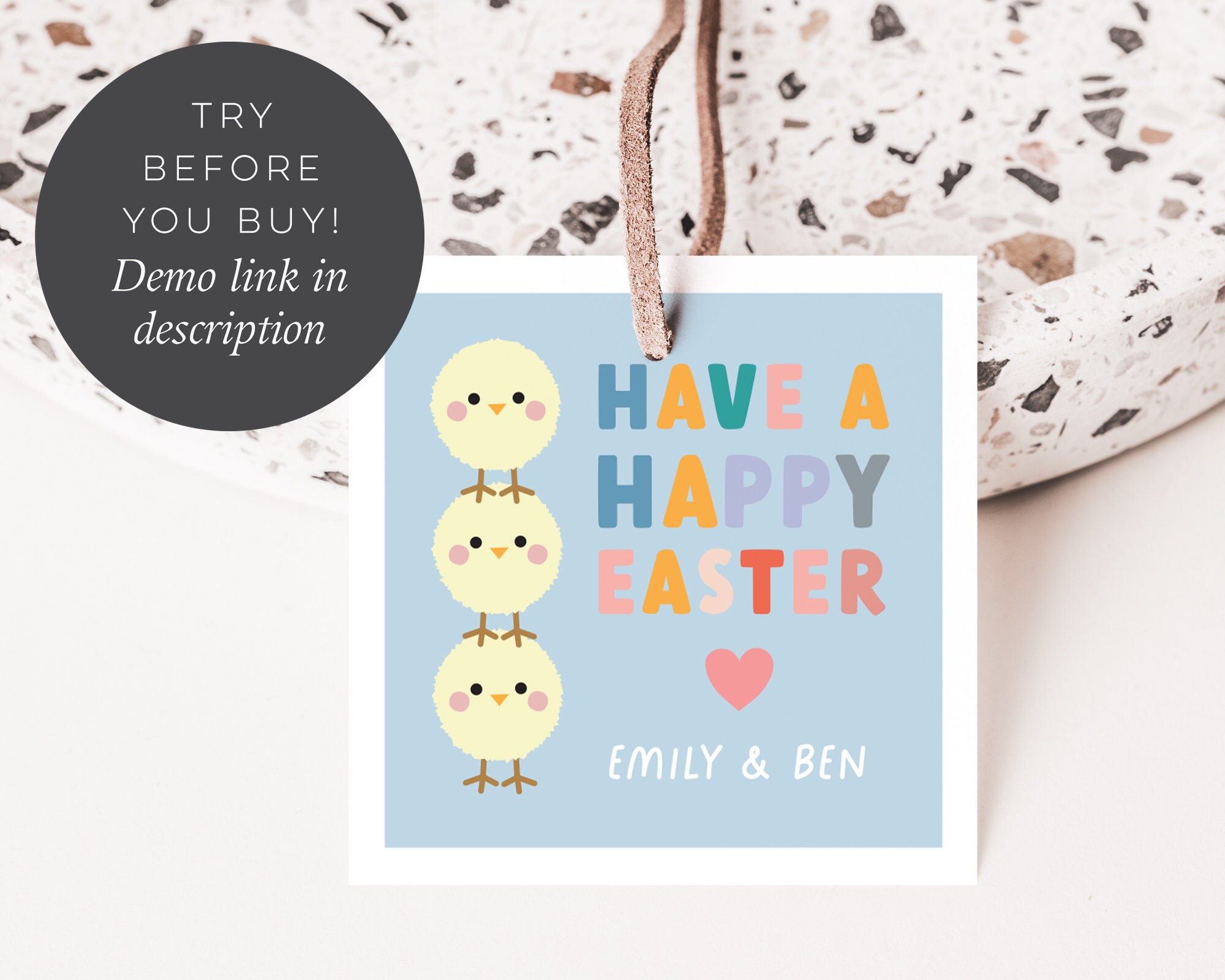 Cute Chick Easter Tag Template, Digital Easter Gift Tag, Colourful ...