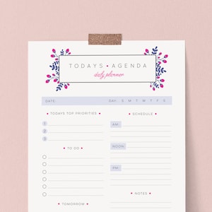 Pretty Daily Planner in A4 and US Letter in Purple and Hot Pink ...