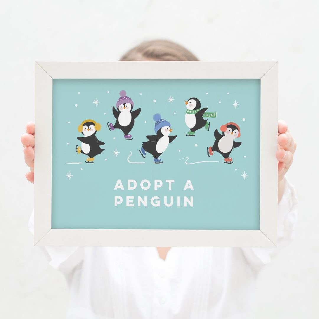 Editable Penguin Party Sign, Penguins Ice Skating Sign Template ...
