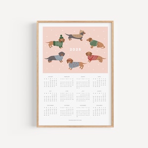 INSTANT DOWNLOAD 2025 Dachshund Calendar, Cute Sausage Dog Calendar ...