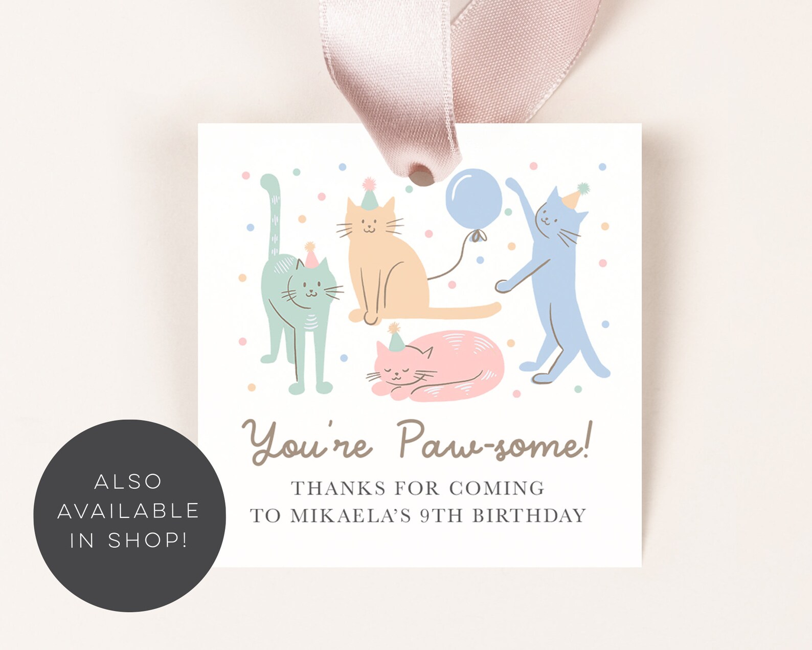 Editable Cat Thank You Card Cat Birthday Thank You Printable - Etsy