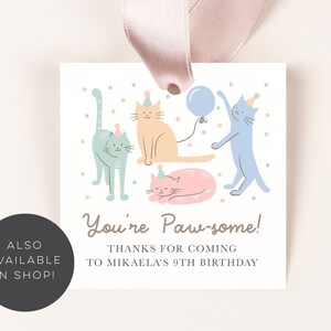 Editable Cat Thank You Card, Cat Birthday Thank You, Printable Cat ...
