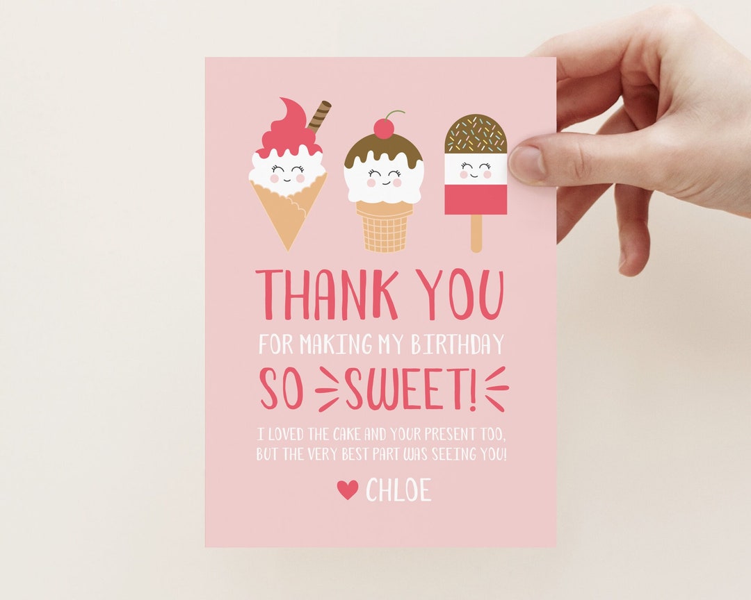 Ice Cream Party Thank You Card / Here's the Scoop Girls - Etsy