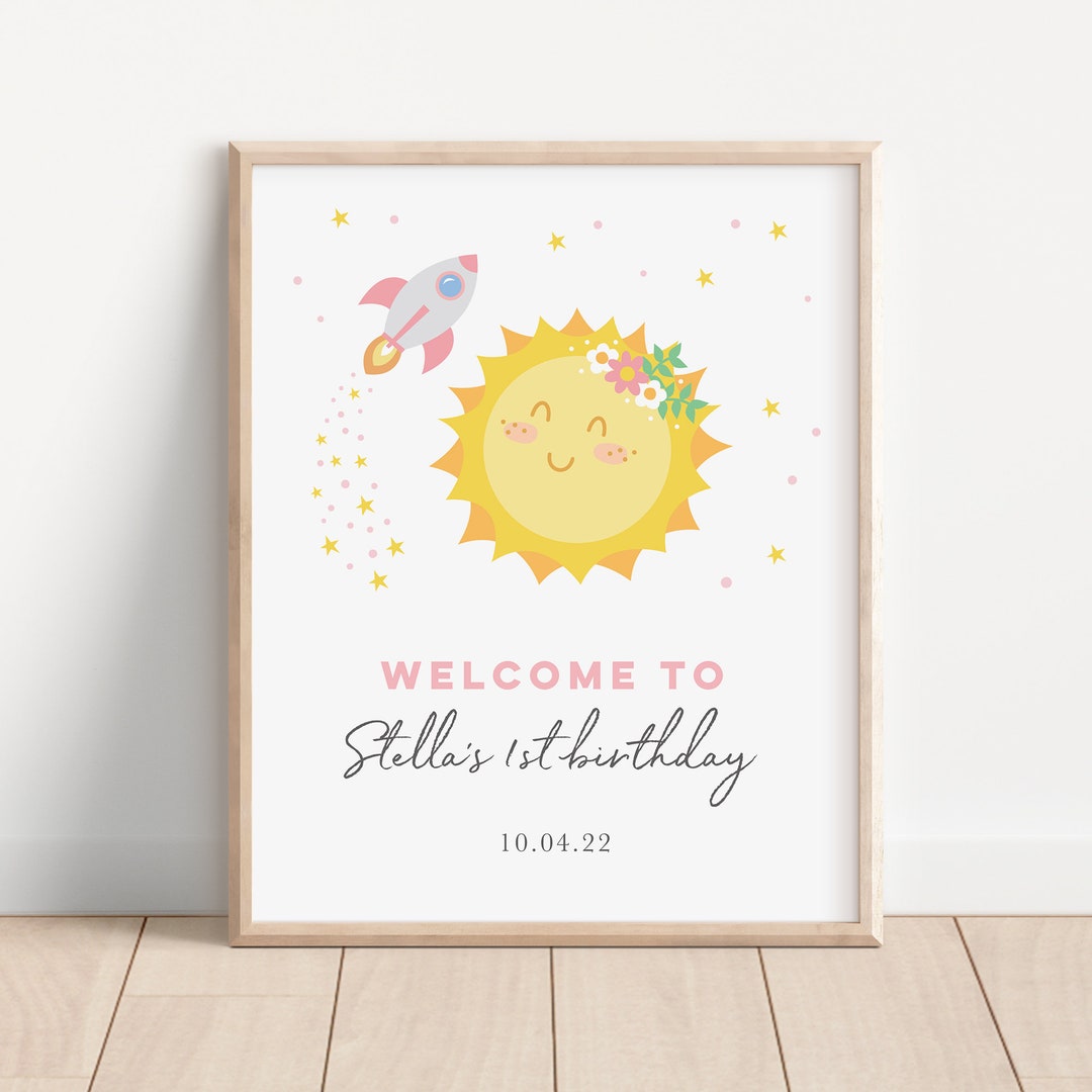 First Trip Around the Sun Welcome Sign, Cute Sun 1st Birthday Party ...