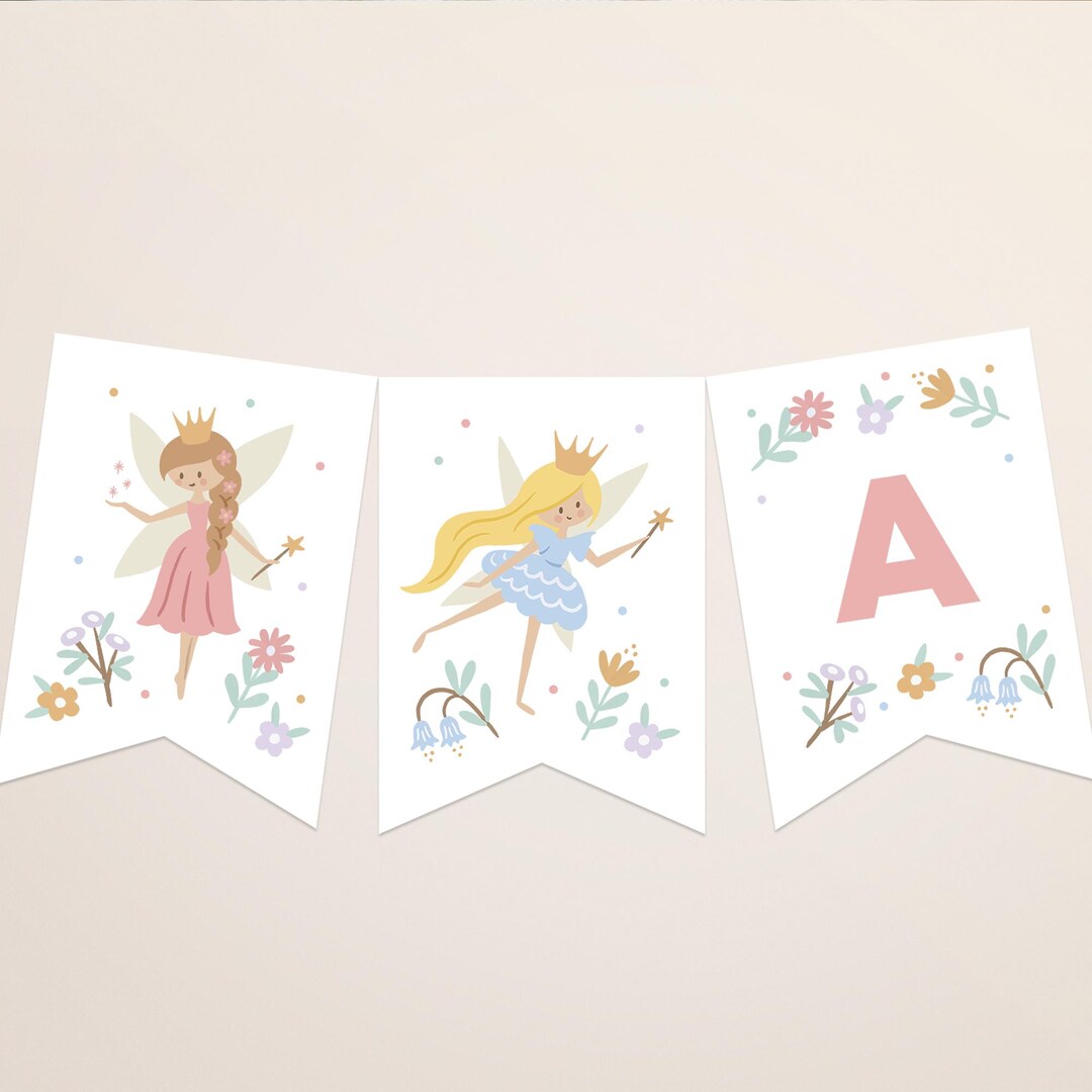 Fairy Flag Banner, Fairy Party Decoration, Alphabet Banner, Fairy ...