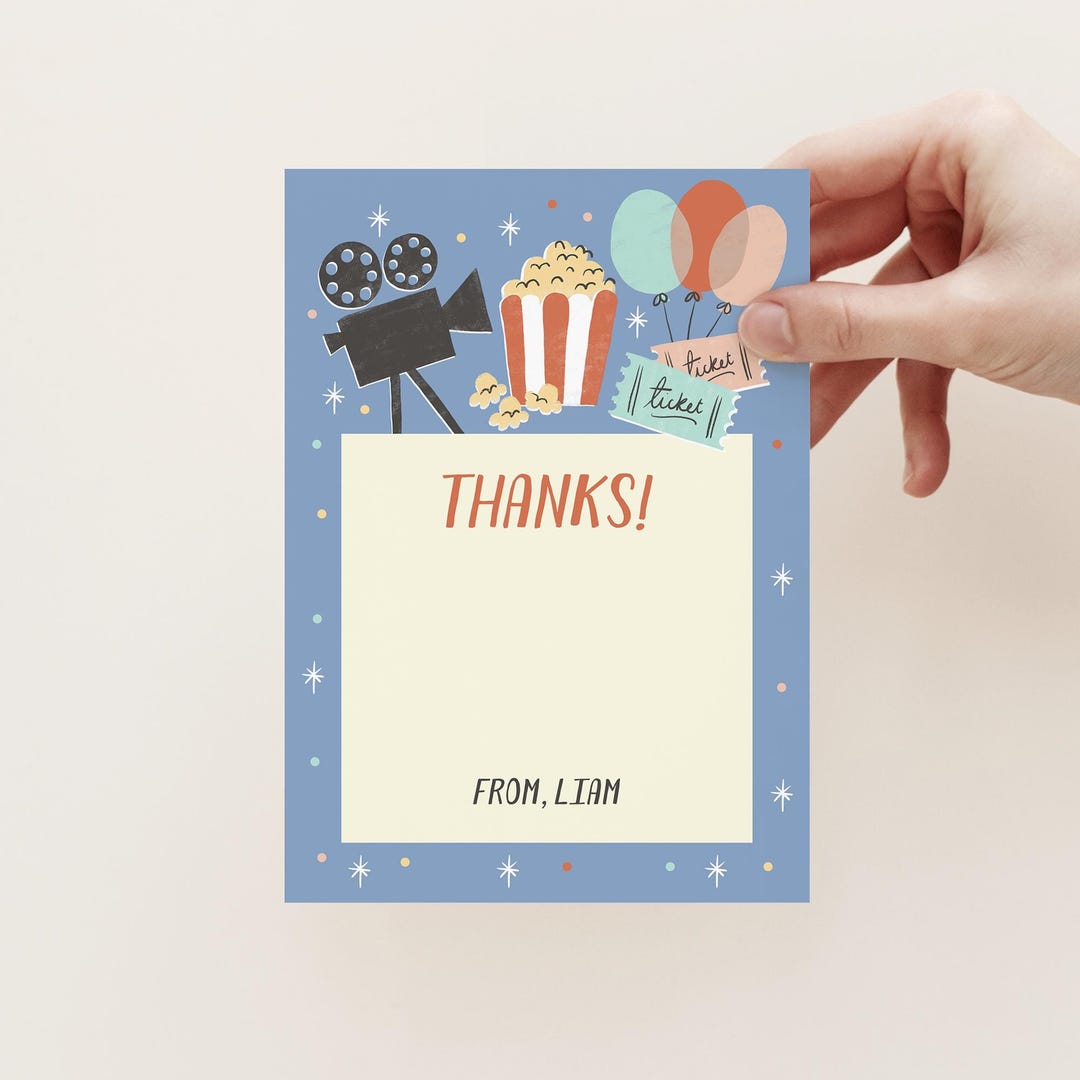 Editable Movie Party Thank You Card Template (digital Download) Movie ...