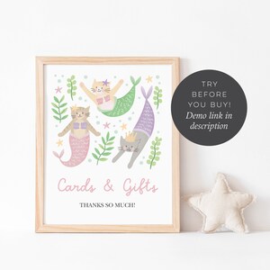 Editable Purrmaid Sign, Mermaid Cat Sign Template, Cat Party Sign, 8x10 ...