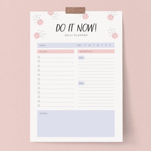 Cute to Do List and Schedule Daily Planner in A4 and US Letter in Pink ...