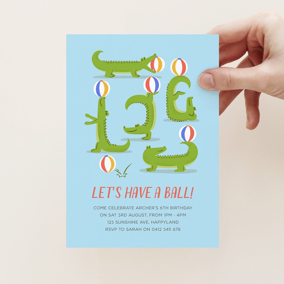 Crocodile Invitation Template, Editable Alligator Invitation, Reptile ...