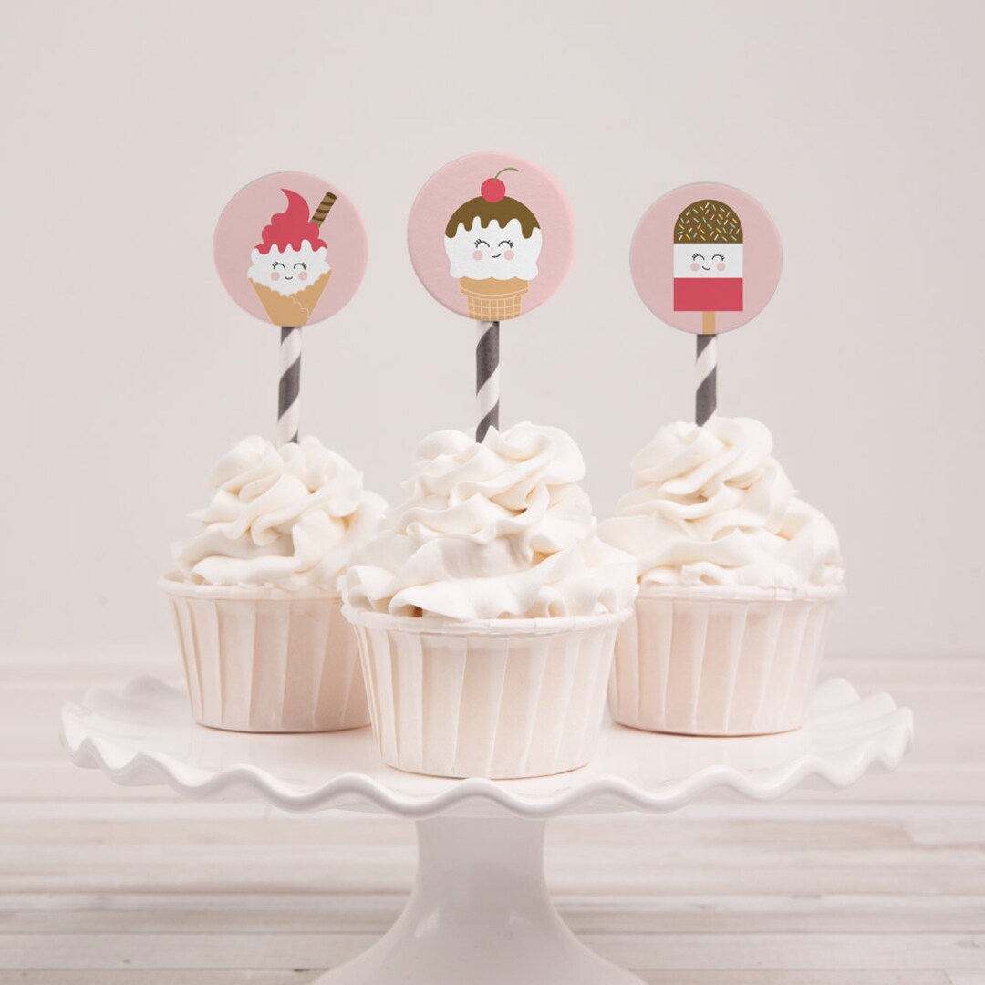 Ice Cream Birthday Party Printables / Kids Birthday Cupcake Toppers ...