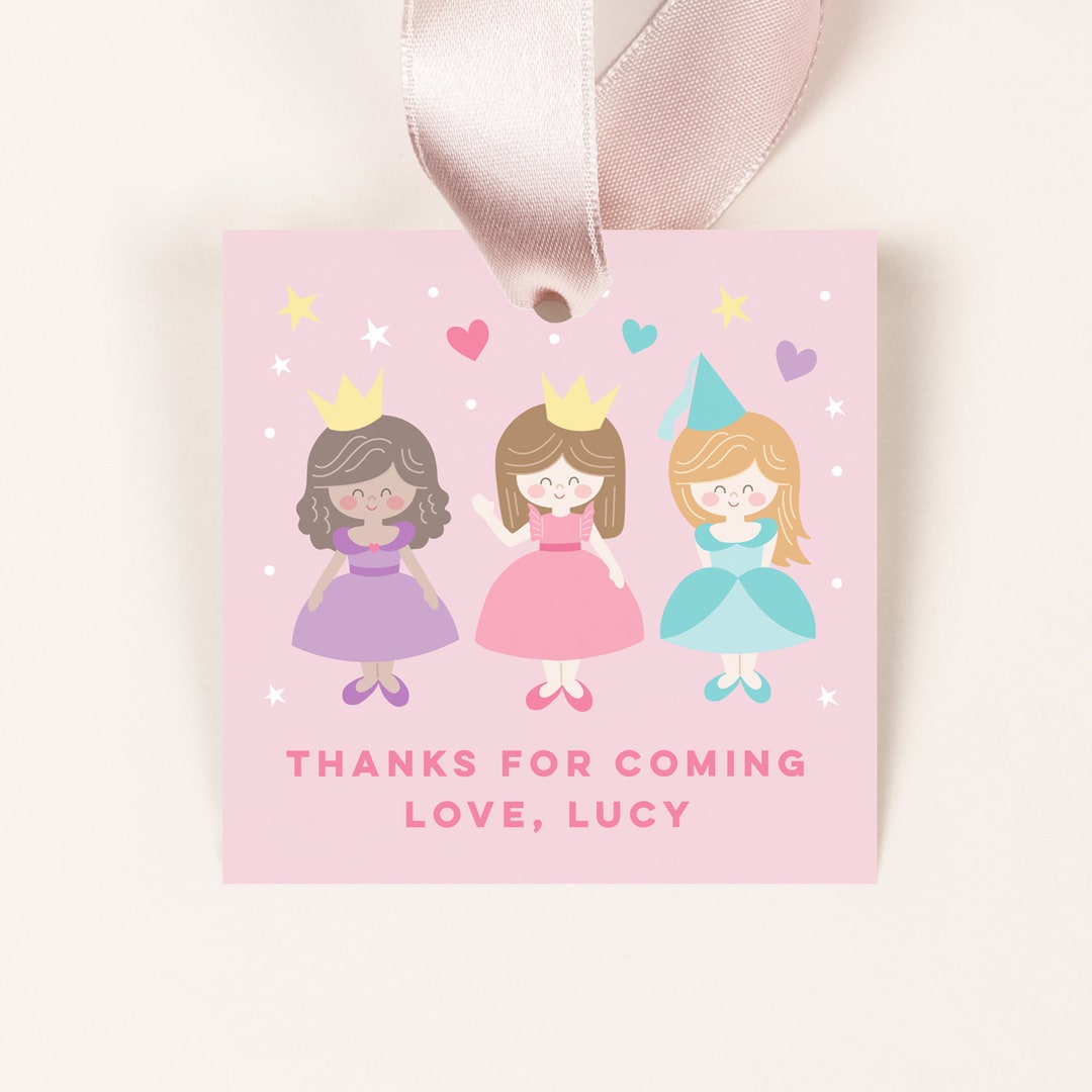 Rainbow Princess Favour Tags: Editable Royal Party Thank You Tags ...