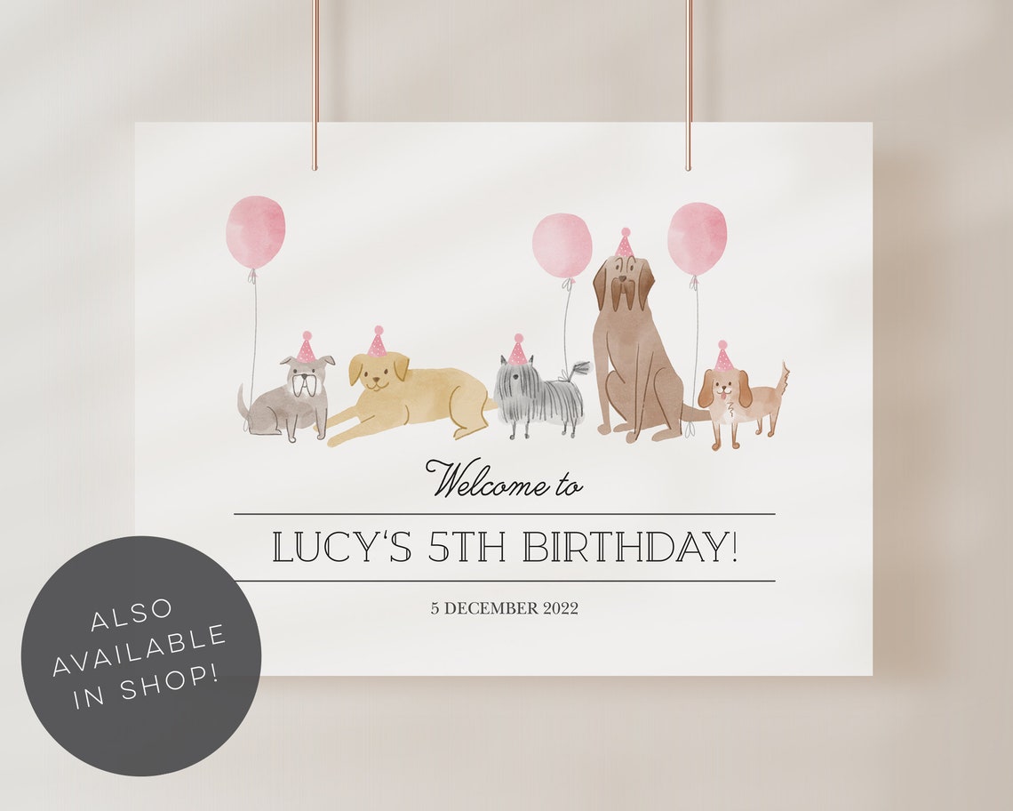 Girls Dog Theme Birthday Invitation Editable Girls Puppy - Etsy Australia