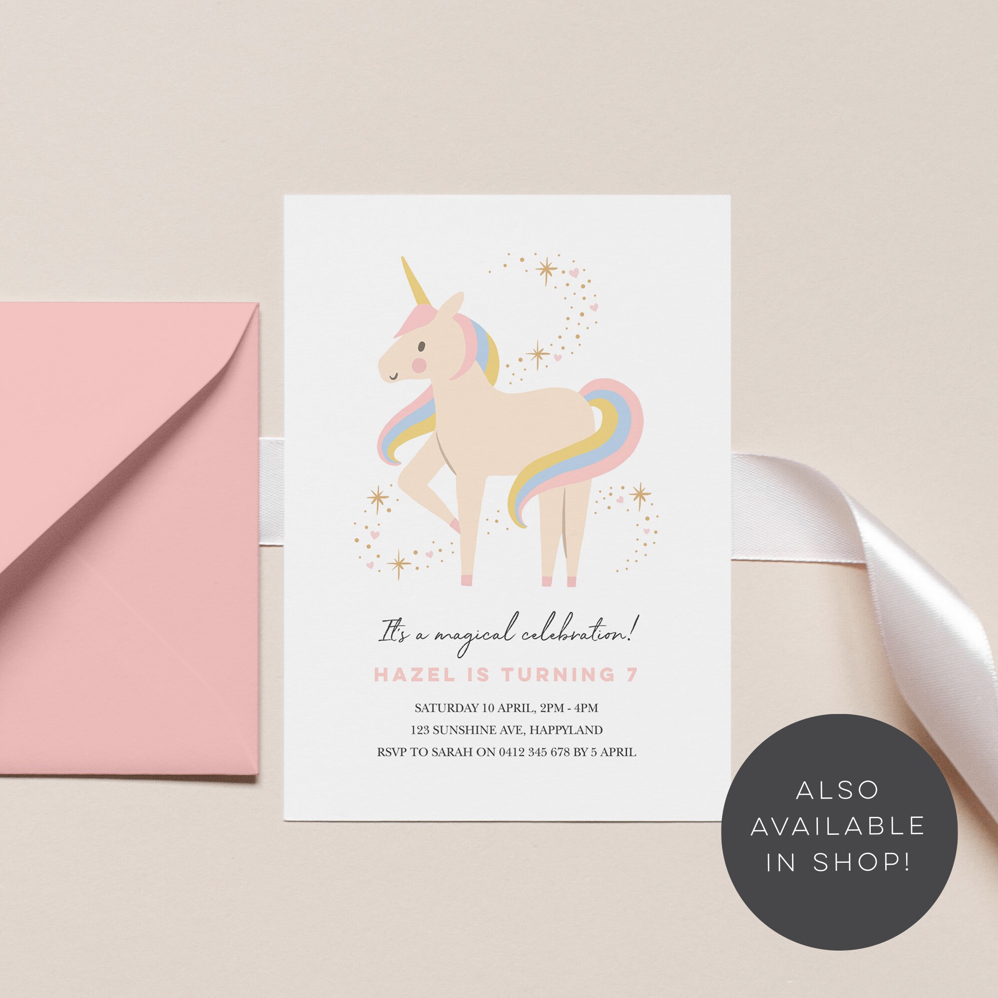 Editable Rainbow Unicorn Favor Tags: Magical Party Template (digital ...