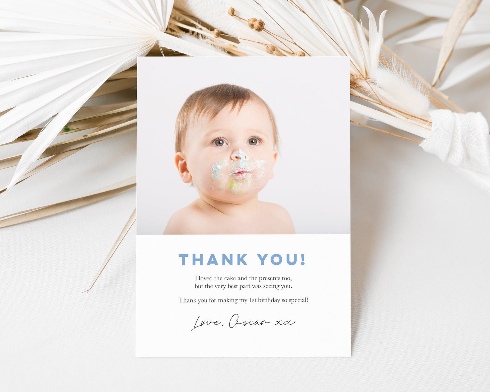 Boys Minimal Thank You Card Gender Neutral 1st Birthday Thank - Etsy