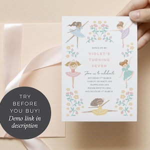 Editable Ballerina Invitation, Ballet Invitation Template, Dance Party ...