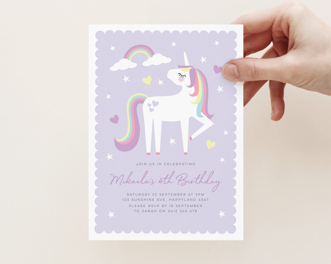 Rainbow Unicorn Invitation Magical Unicorn Party Invite - Etsy