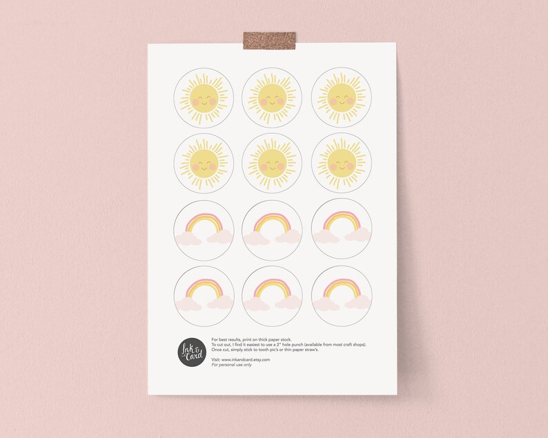 Sunshine and Rainbow Cupcake Toppers to Print Yourself! Instant ...