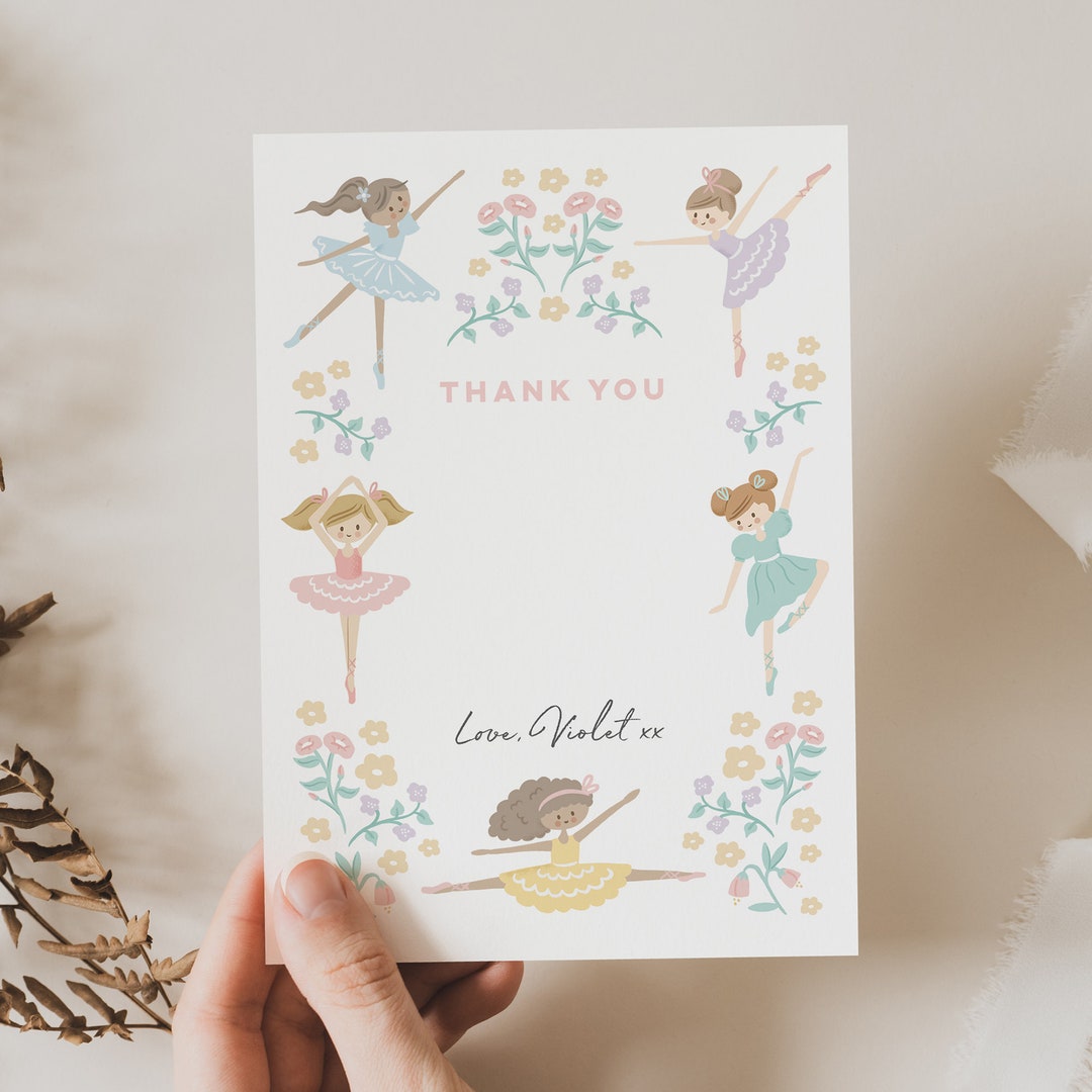 Editable Ballerina Thank You Card, Ballet Party Thank You, Dance Party ...