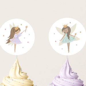 Fairy Princess Cupcake Toppers, Downloadable Fairy Cake Toppers, Round ...