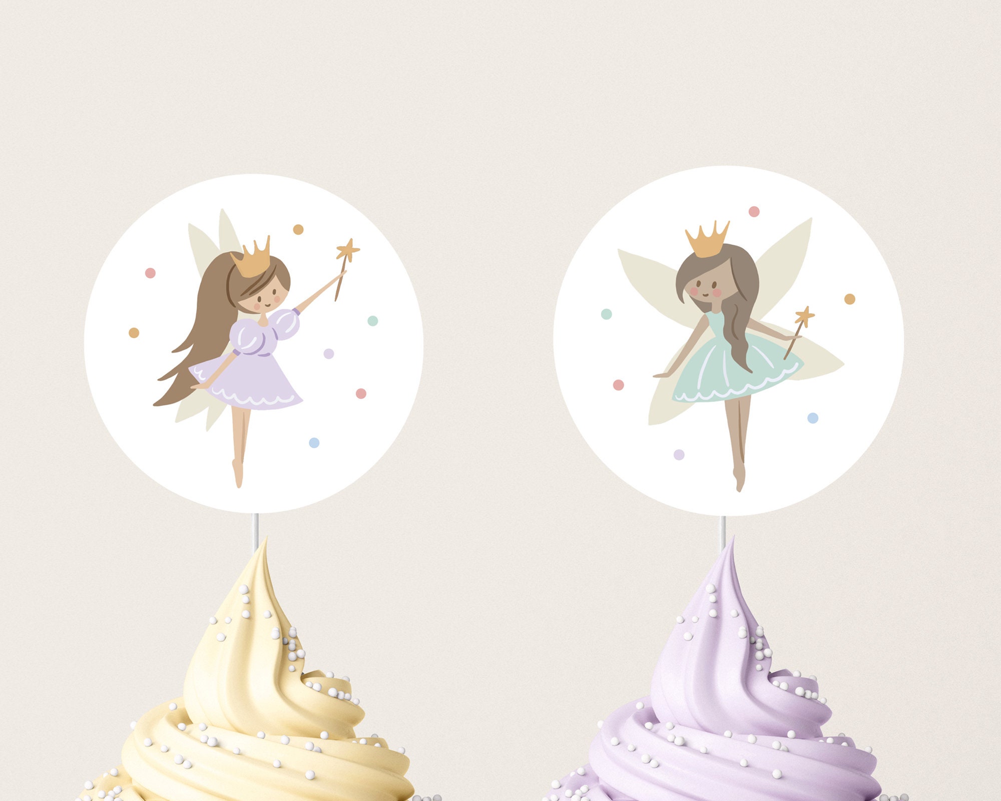 Fairy Princess Cupcake Toppers Downloadable Fairy Cake - Etsy