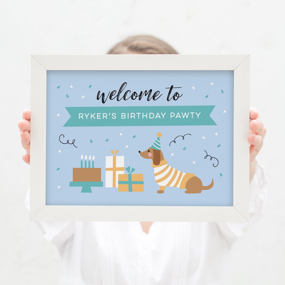 Dachshund Dog Party Welcome Sign / Kids Dog Birthday Party / Birthday ...