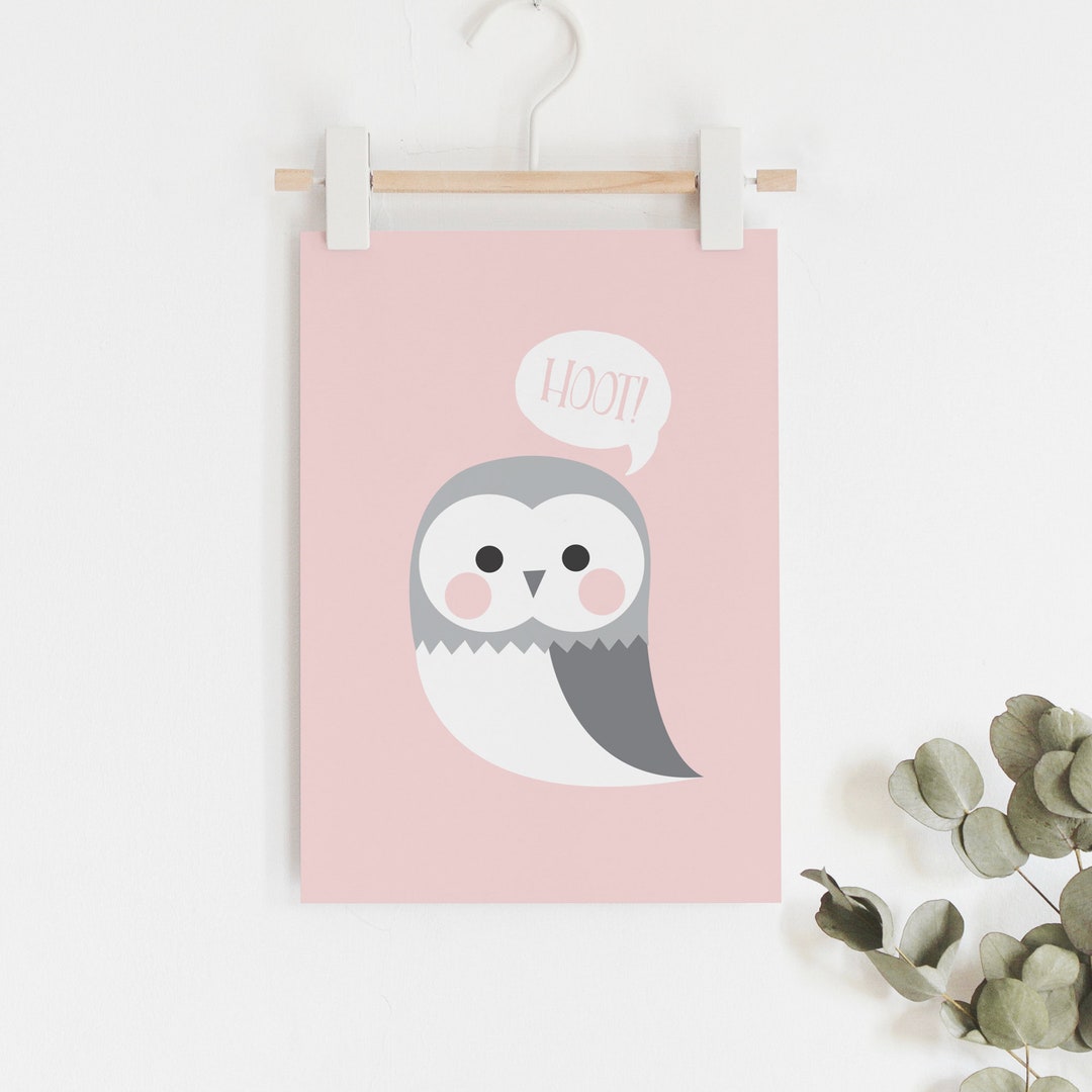 Pink Hoot Owl Art Print // Girls Nursery Decor or Bedroom // Modern ...